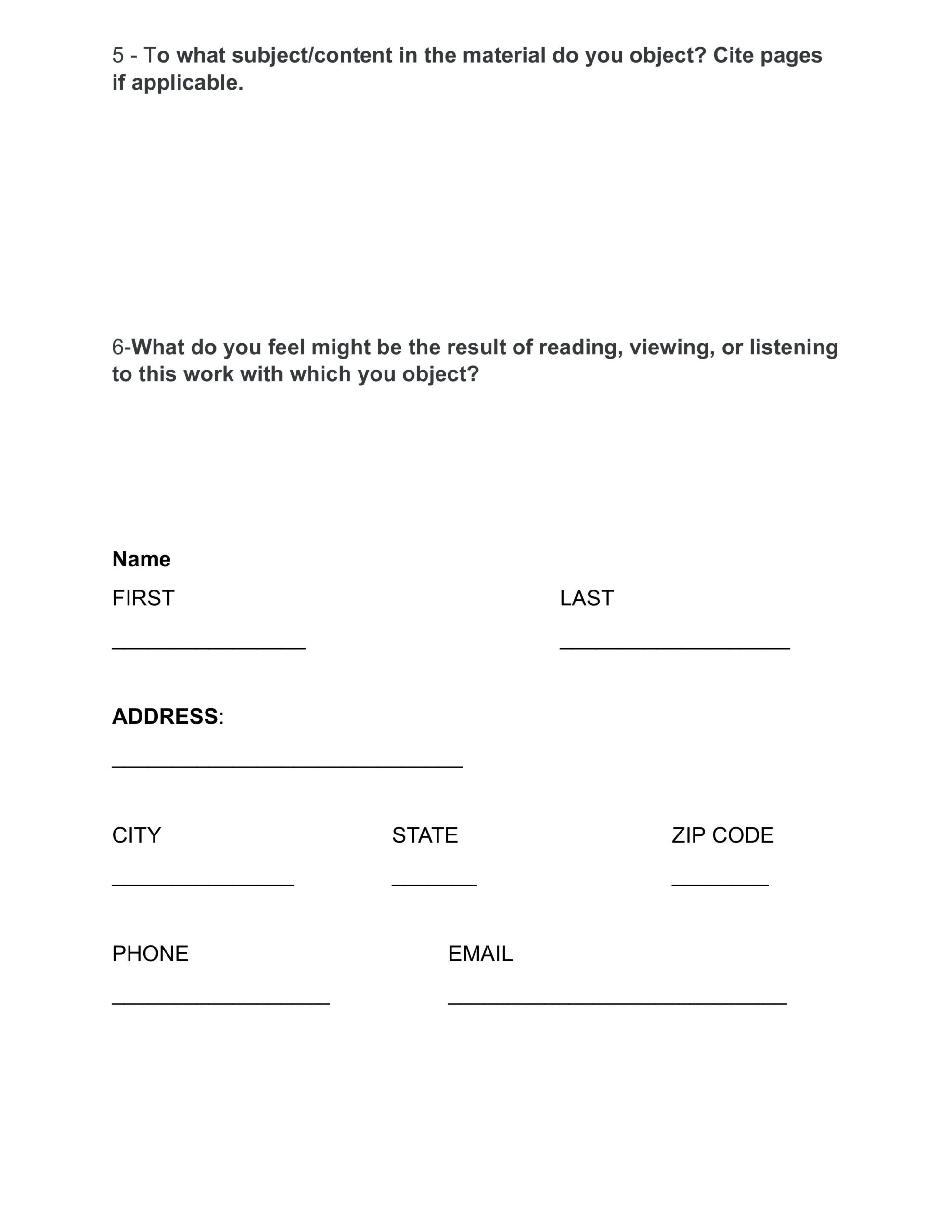 Library Material Reconsideration Form - Revere Public Library